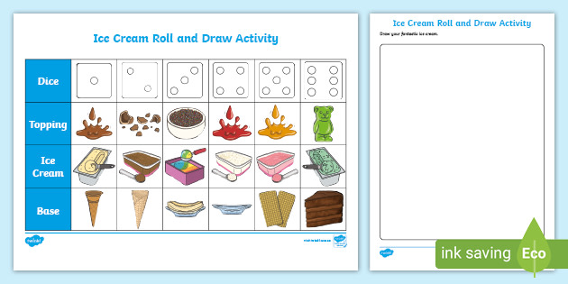 Ice Cream Roll and Draw Activity (teacher made)