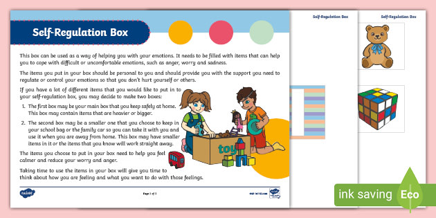 KS1 Self-Regulation Box Worksheet (teacher made)