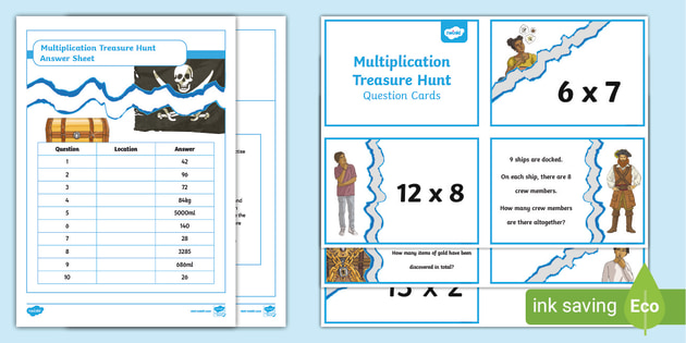 Second Level Multiplication Treasure Hunt (teacher made)