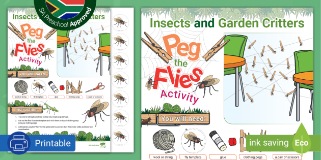 Insects and Garden Critters Peg the Flies Activity