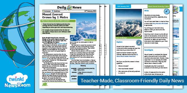 Mount Everest Reading Comprehension | Twinkl Resources