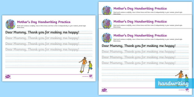 Mother's Day Cursive Handwriting Practice - KS2