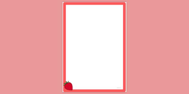 FREE! - Strawberry Page Border | Ready-to-print Twinkl Resources