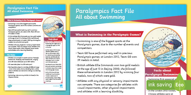 All About Swimming Rio Paralympics 2016 Fact File