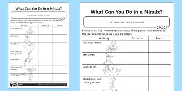 What Can You Do In A Minute Worksheet Worksheet