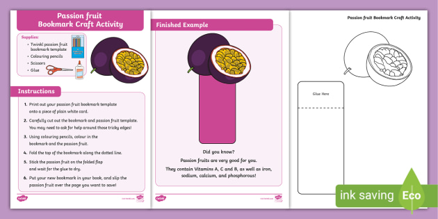 FREE! - Passion Fruit Bookmark Craft Activity (teacher made)