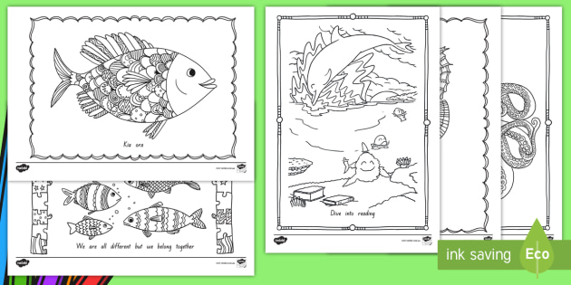 Under the Sea-Themed Back to School Colouring Pages