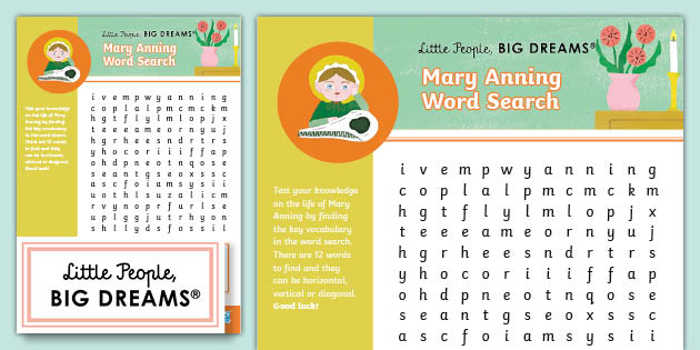 FREE! - Little People, Big Dreams: Mary Anning Word Search