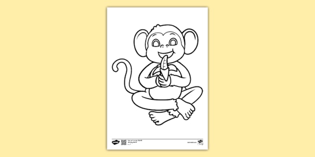 Monkey Eating Banana Coloring Page Monkey Coloring Pages