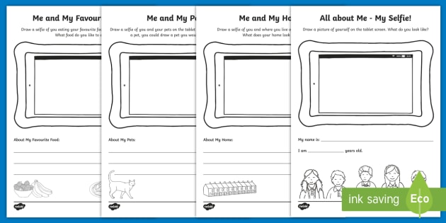 All about Me Selfies Worksheets (teacher made)
