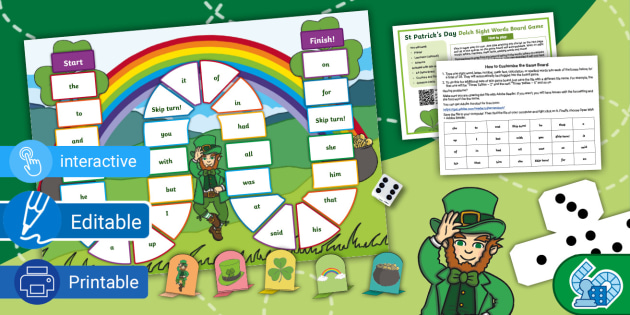 * NEW * Dolch Sight Words St. Patricks Day Board Game