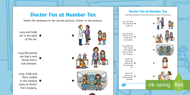 Exploring My World Aistear - Doctor Fen at Number Ten Sentence and Picture