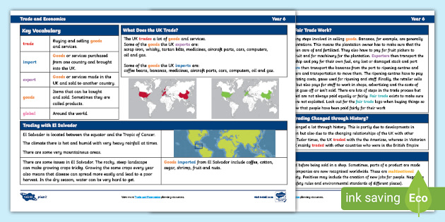 Geography Knowledge Organiser: Trade and Economics Y6