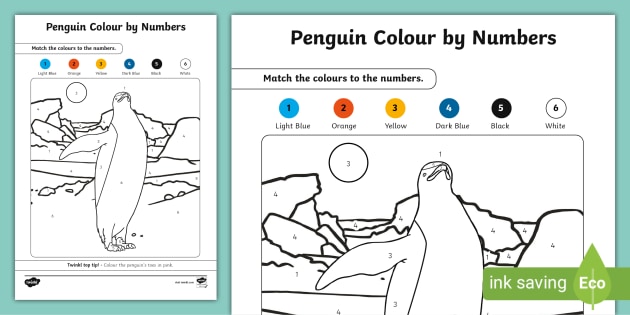 FREE! - Penguin Colour by Number (creat de profesori)
