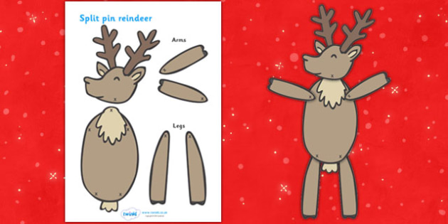 Simple Reindeer Craft: Split Pin Reindeer (teacher made)