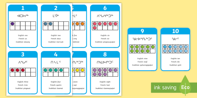 Counting to 10 in Inuktitut Flashcards