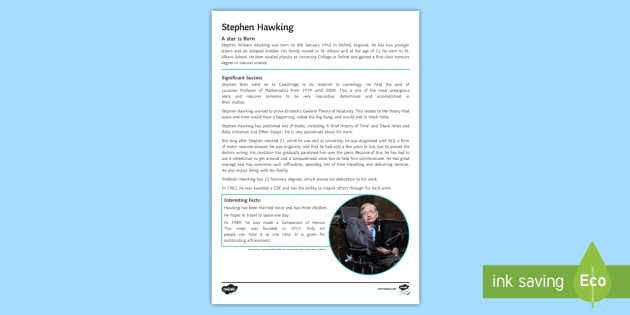 Stephen Hawking Activities - Twinkl Homework Help - Twinkl