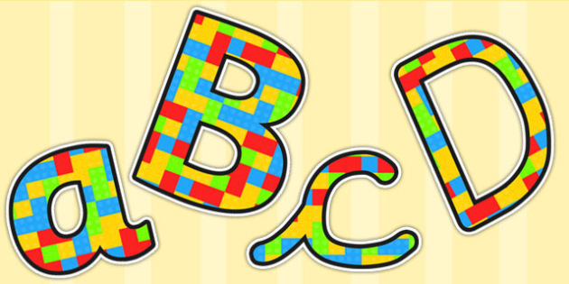 Building Brick Themed Size Editable Display Lettering