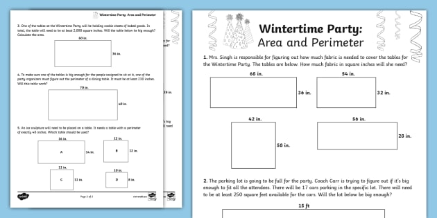 Area And Perimeter Worksheets For 5th Graders
