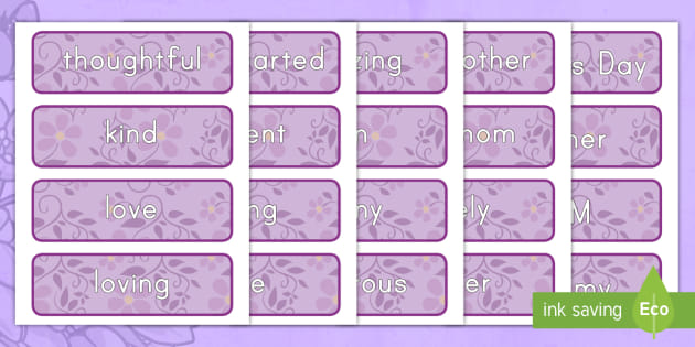 Mother's Day Word Cards (Hecho por educadores)