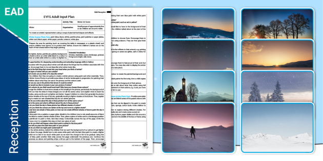 Kindergarten Winter Art Scene Adult Input Plan and Resource Pack