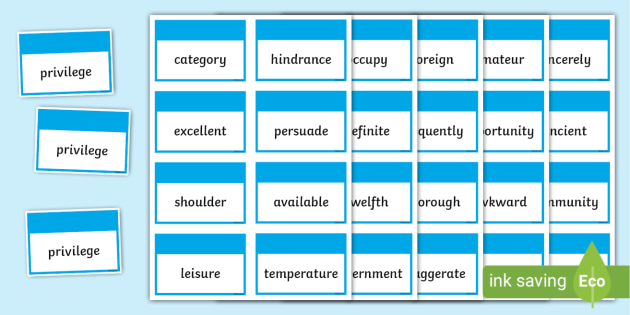Year 5 and 6 Common Exception Words on Flashcards