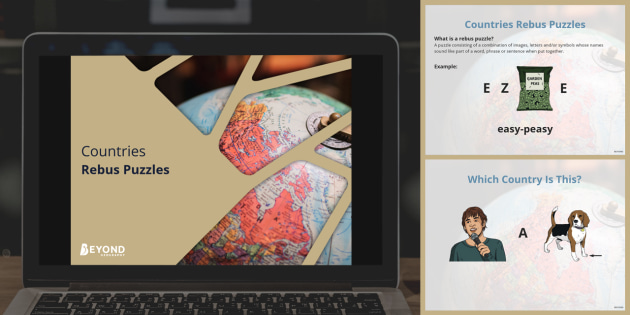 Countries Rebus Puzzles 2 PowerPoint Game (teacher made)