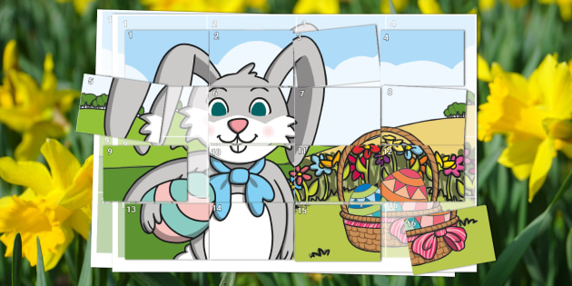 Easter Bunny - Spring - Sticker Puzzle (teacher made)