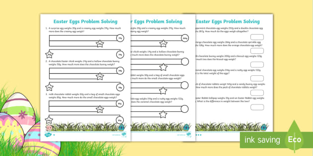 Easter Eggs Problem Solving Differentiated Worksheets