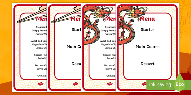 Chinese Restaurant Menus (teacher made)