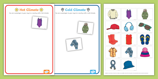 hot and cold countries sorting activity