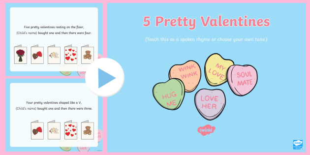 Five Pretty Valentines Song PowerPoint