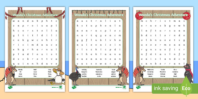 Wanda's Christmas Adventure Word Search (teacher made)
