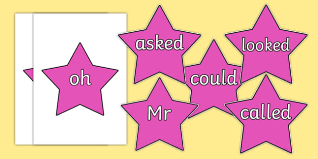 Phase 5 Coloured Tricky Words on Stars (teacher made)