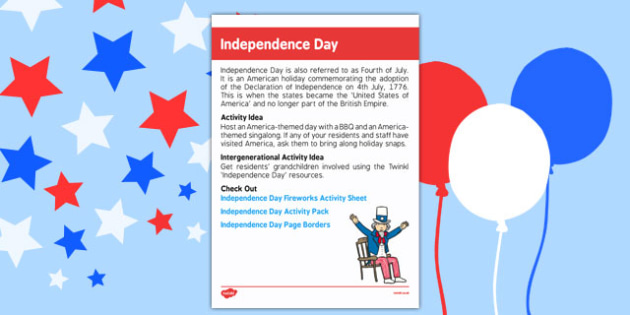 Elderly Care Calendar Planning American Independence Day