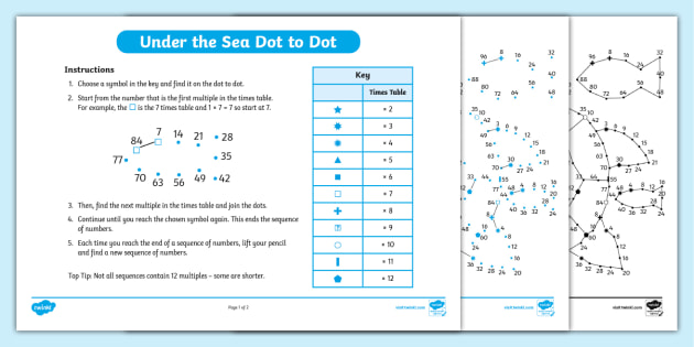 👉 KS2 Under The Sea-Themed Counting in Multiples Dot to Dot