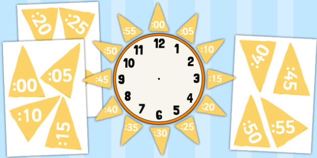 Analogue to Digital Clock Label Sun (teacher made)