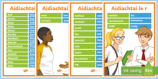Alphabetical Adjectives with Translations Display Posters