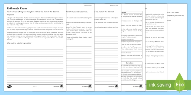 Euthanasia Exam Questions Pack (teacher made)