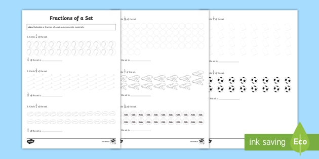 Find a Fraction of a Set Worksheet (teacher made)