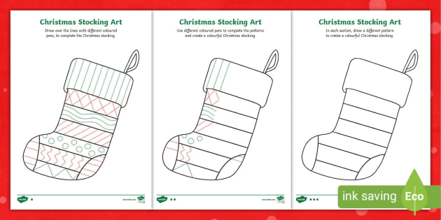 Christmas Stocking Art - Fine Motor Skills Activity For Kids