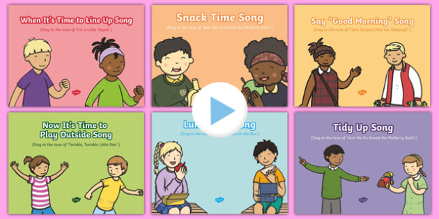 EYFS Daily Routine Songs and Rhymes PowerPoints Pack, CfE
