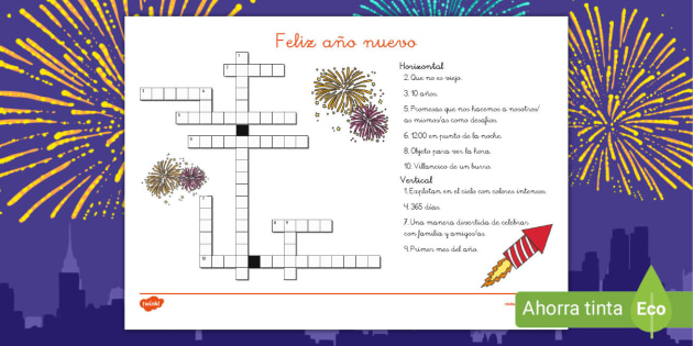 Crucigrama: Año nuevo