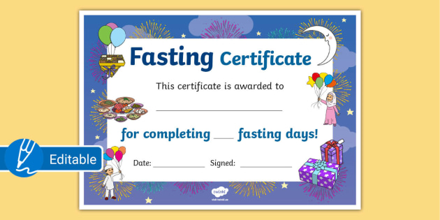 UAE Fasting Certificate (Teacher-Made)