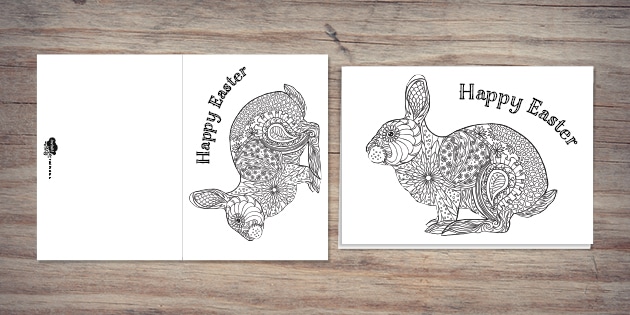 Easter Bunny Mindfulness Colouring Card | Twinkl Party