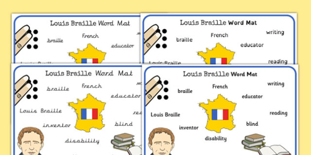 Louis Braille Word Mat - louis braille, word, mat, braille, blind