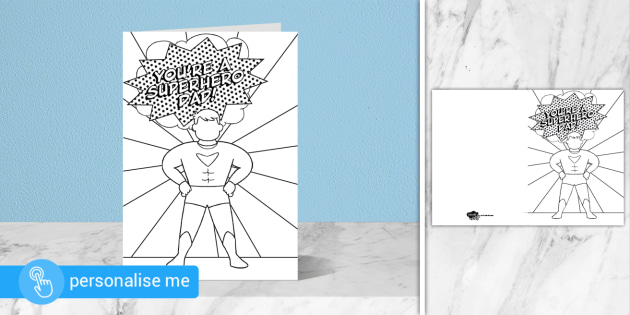 Superhero Father's Day Card Printable Colo... | Twinkl Party