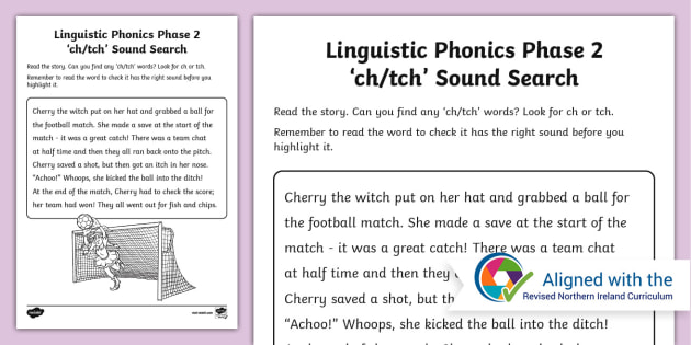 Linguistic Phonics Phase 2 ‘ch/tch’ Sound Search Activity