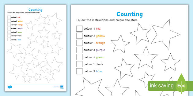 Counting Instructions Colouring Sheet (teacher made)