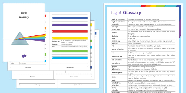 Light Glossary (teacher made)